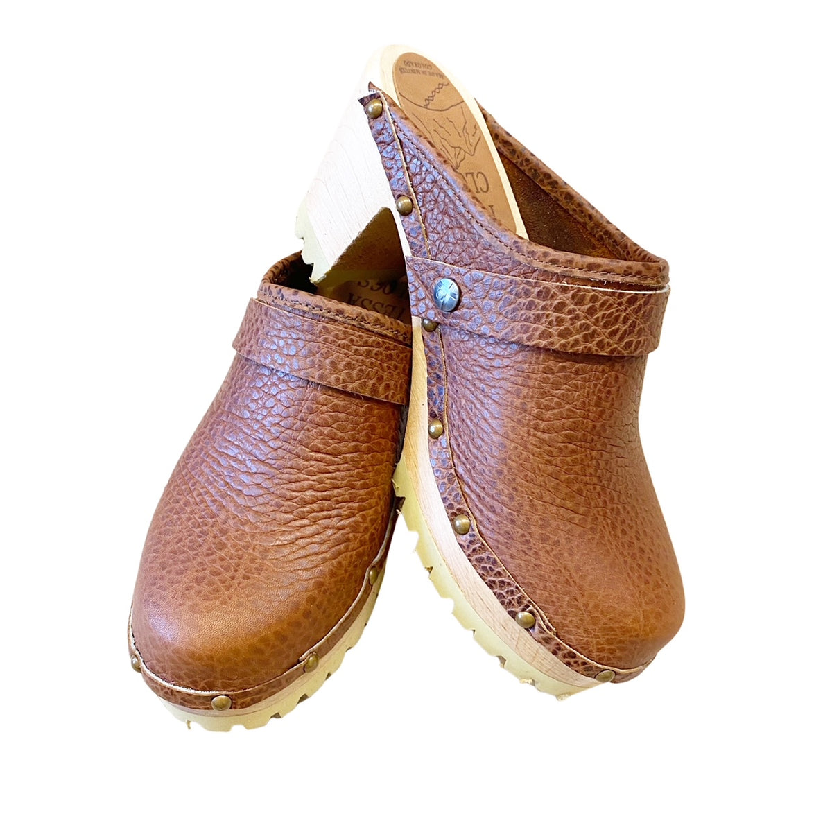 High Heel Mountain Cognac Bison Leather with Decorative nails – Tessa ...