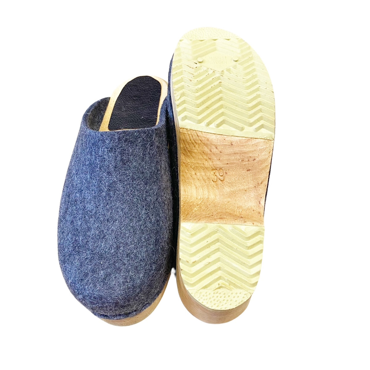 Traditional Heel Anthracite Vegan Felt – Tessa Clogs / Swedish Clog Cabin