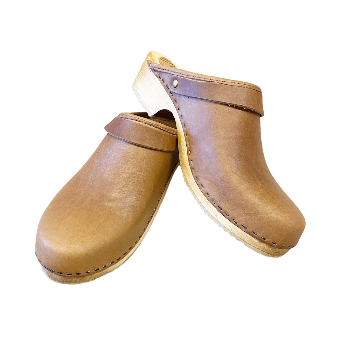 Men's Distressed Brown Bison Heel Strap – Tessa Clogs / Swedish Clog Cabin