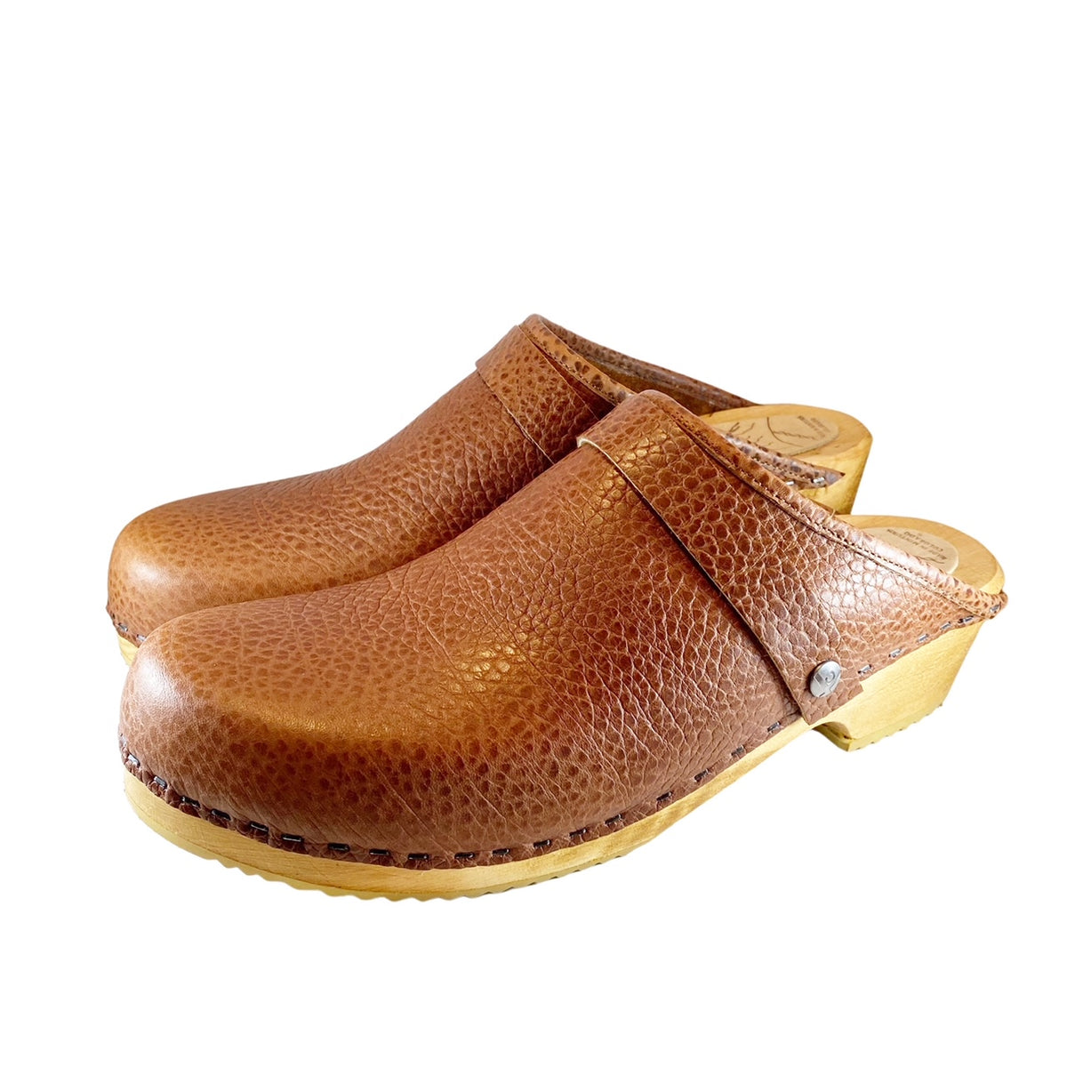 Men's Caramel Pebbled Leather Traditional Heel Clog, Made in Minturn ...