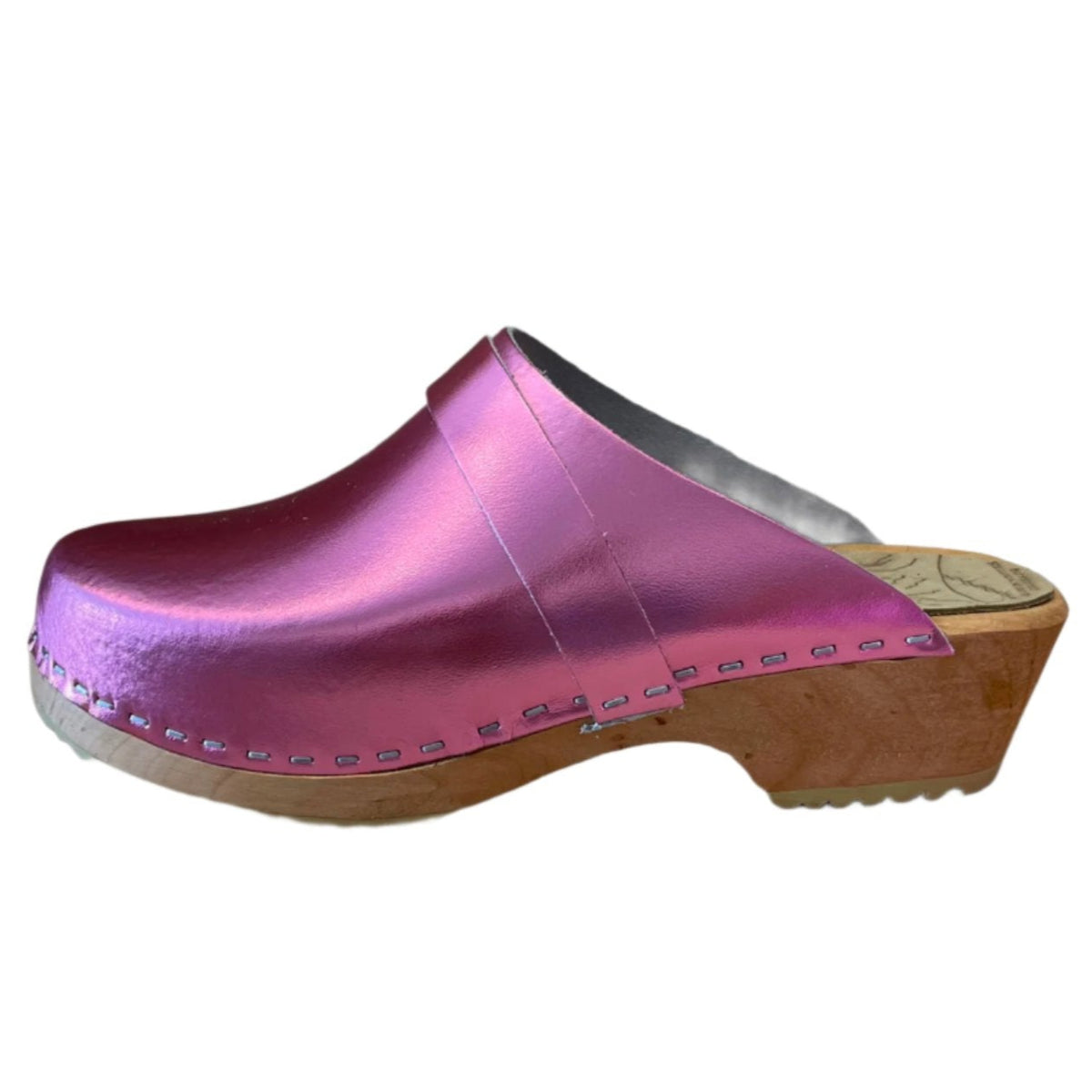 Traditional Heel Pink Metallic - Swedish Clogs made in the mountains of ...