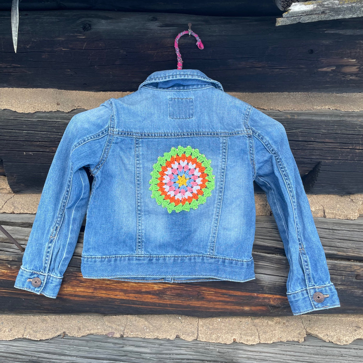 Tessa Upcycled Kids Crochet Patch Denim Jacket size 5 – Tessa Clogs ...
