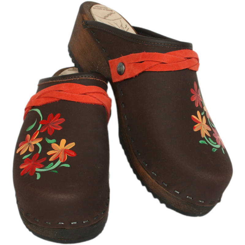 Traditional Heel Brown Oil Axelina-Orange/Red – Tessa Clogs / Swedish ...