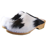 Traditional Heel Furry Tri Colored Cow – Tessa Clogs / Swedish Clog Cabin