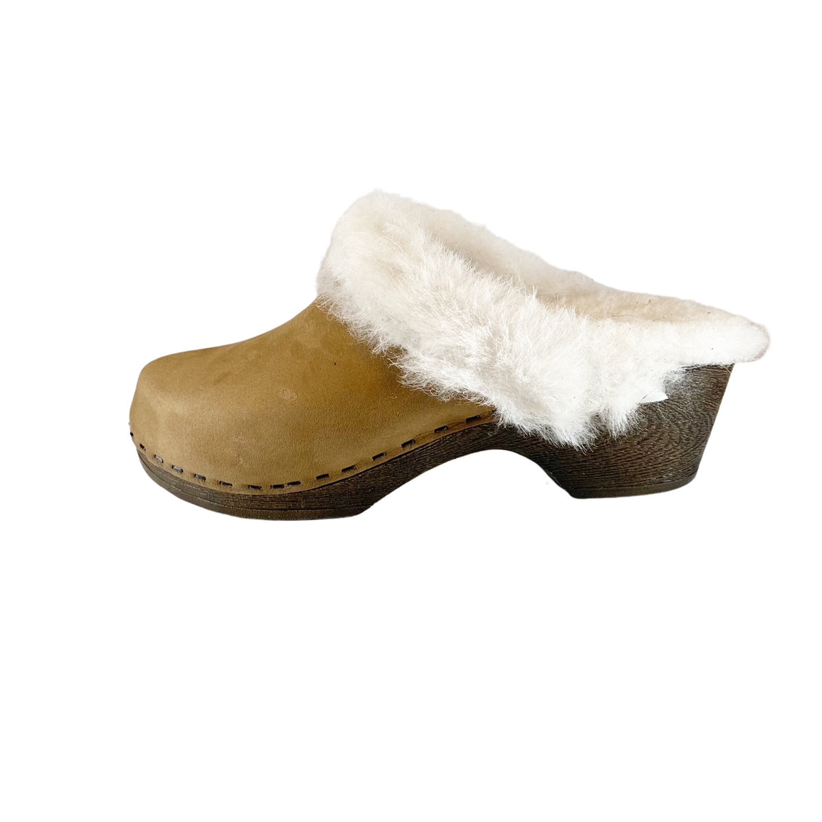 Flex Dark Tan Nubuck Shearling Lined Clogs, Made in Minturn, Colorado ...