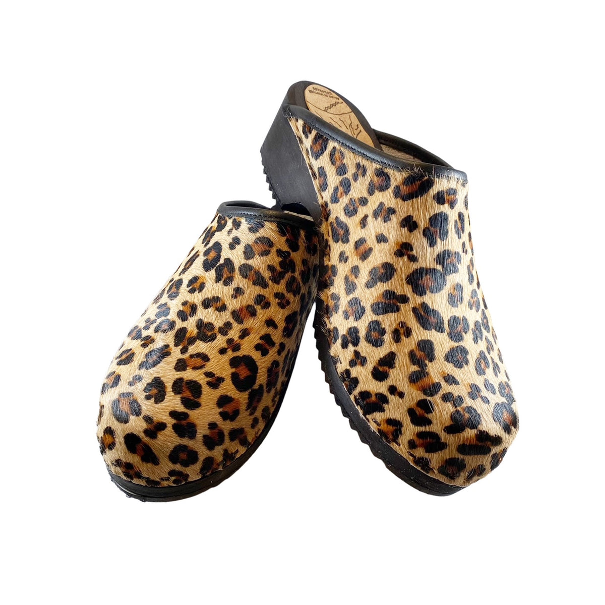 Traditional Heel Leopard Printed Pony – Tessa Clogs / Swedish Clog Cabin
