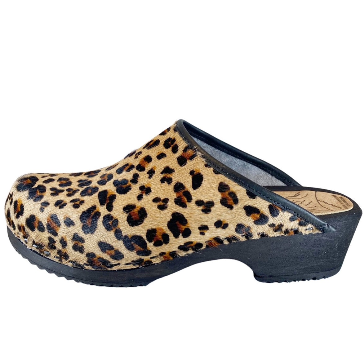 Traditional Heel Leopard Printed Pony – Tessa Clogs / Swedish Clog Cabin