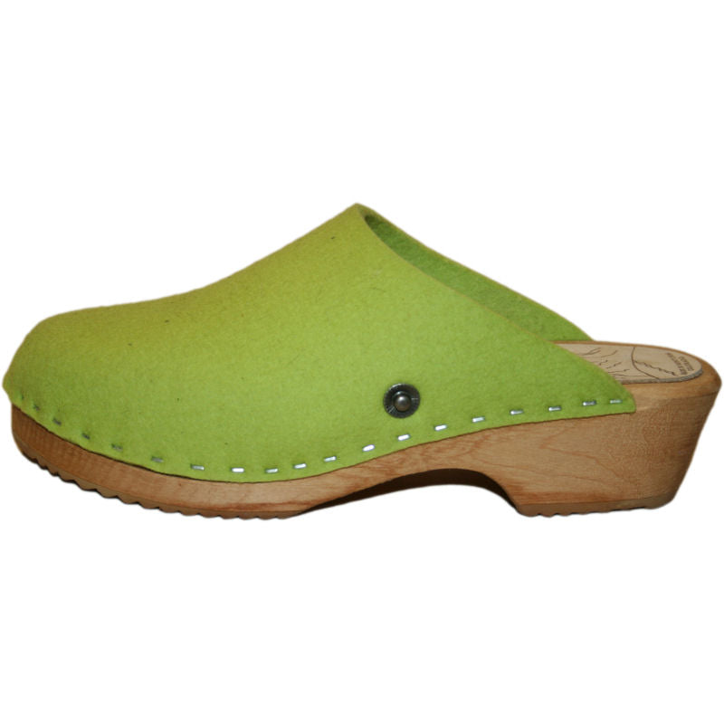 Traditional Heel Wool Lime Green – Tessa Clogs / Swedish Clog Cabin