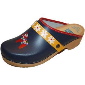 Men's Traditional Heel Blue Dala Horse – Tessa Clogs / Swedish Clog Cabin