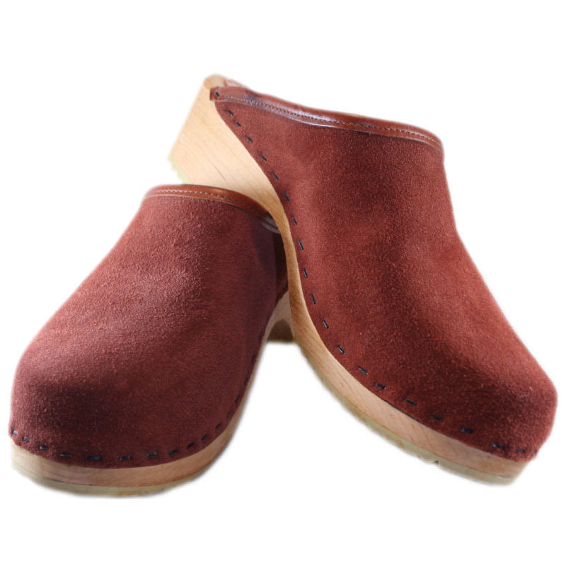 Traditional Heel Rust Suede - Overstock Sale – Tessa Clogs / Swedish ...